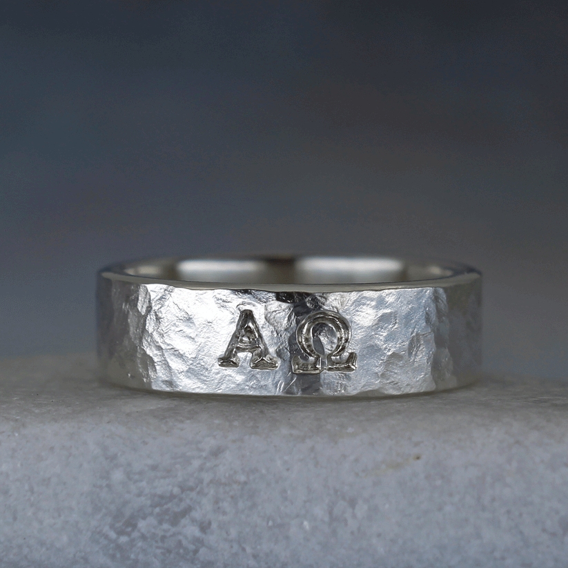 Sterling silver Alpha Omega ring – Two Silver Moons