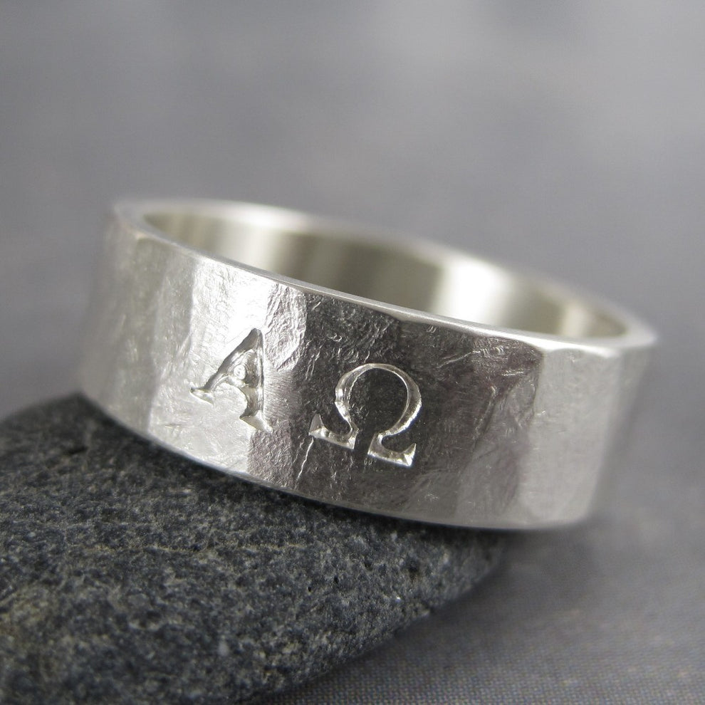 Sterling silver Alpha Omega ring – Two Silver Moons